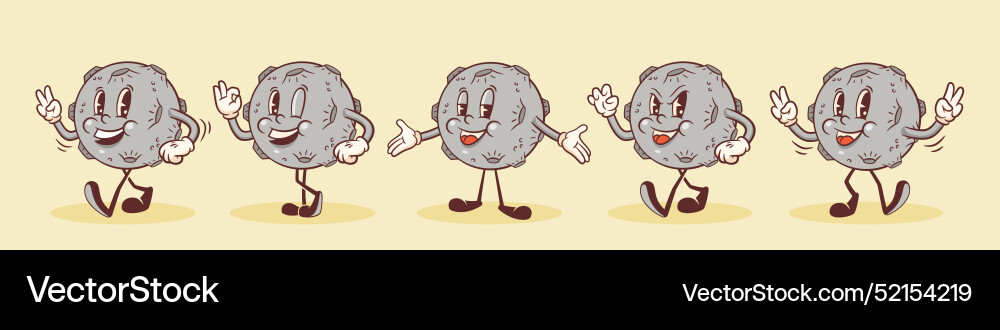 Halloween groovy moon retro characters set Vector Image