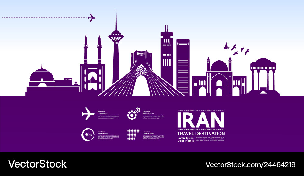 Iran City Skyline Travel Royalty Free Vector Image