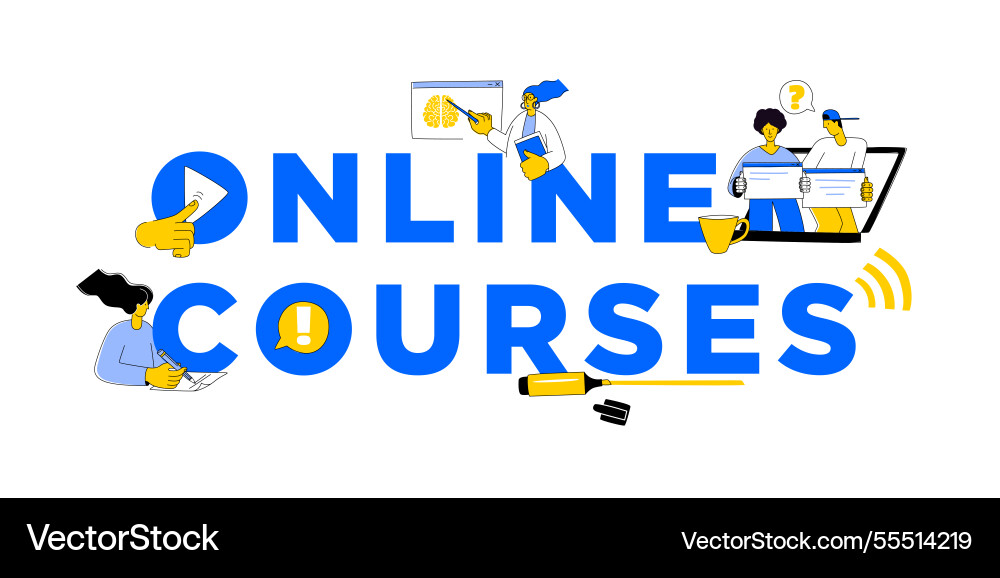 Online courses and digital learning banner Vector Image