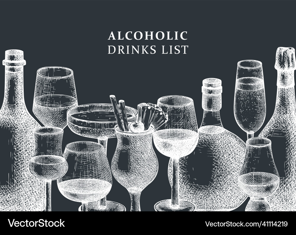 Vintage background with hand-sketched alcoholic Vector Image