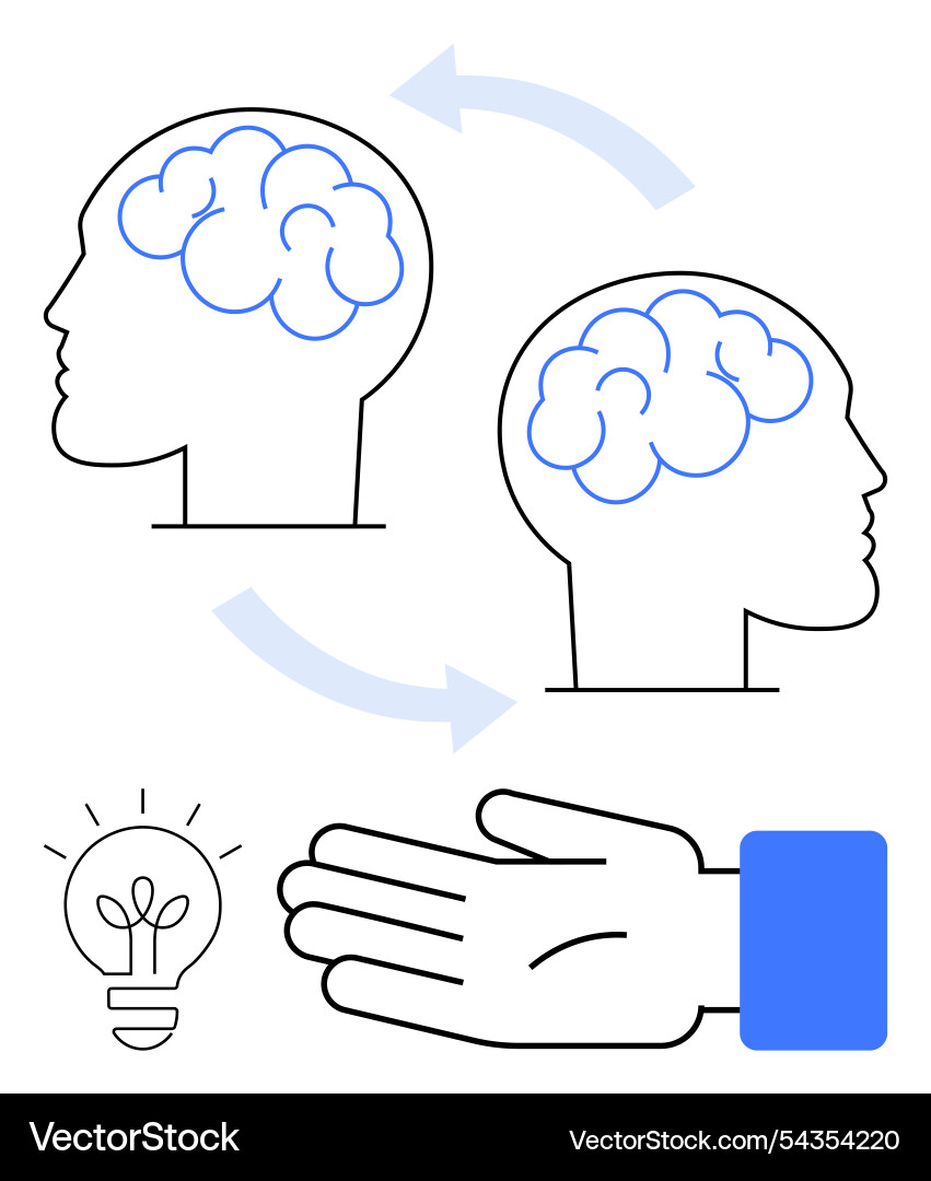 Gehirnübertragungskonzept mit menschlichen Köpfen Licht