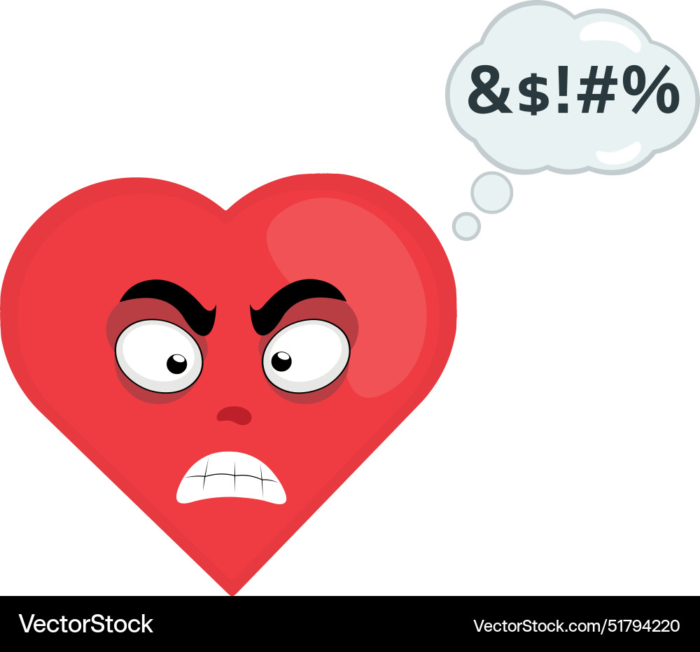 Character heart cartoon insult thought cloud Vector Image