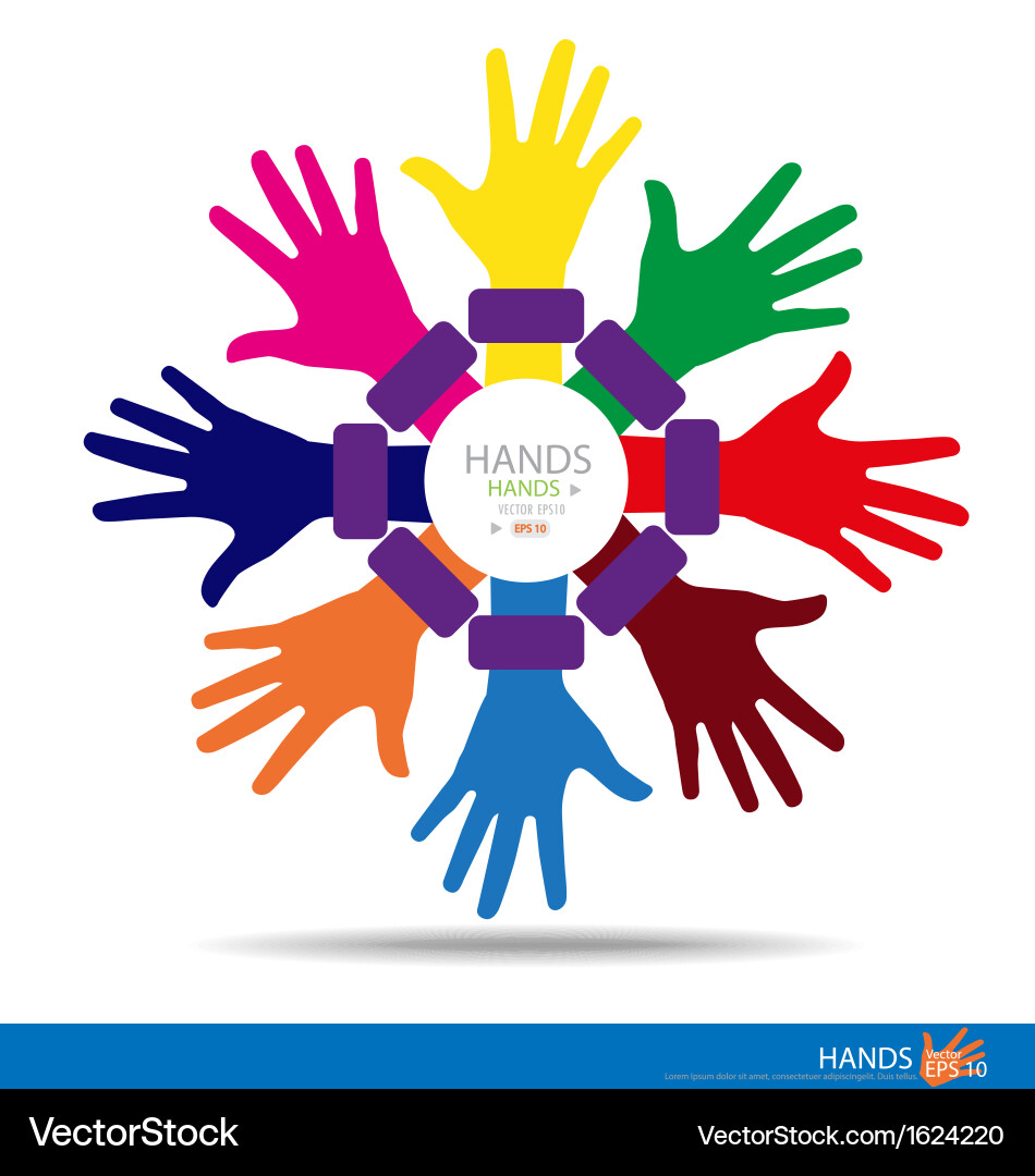 Colorful hands Royalty Free Vector Image - VectorStock