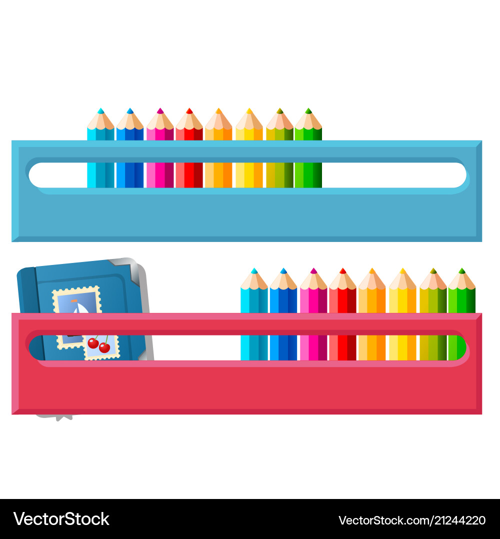 Colorful Pencil Shelf - Isolated Royalty Free Vector Image