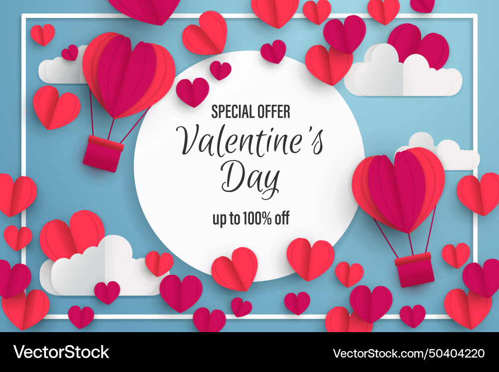 Happy valentines day background with paper cut Vector Image