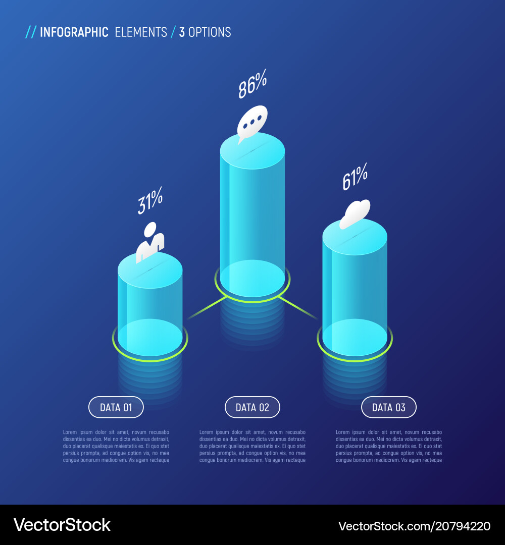 Isometric Data Chart Infographic Royalty Free Vector Image