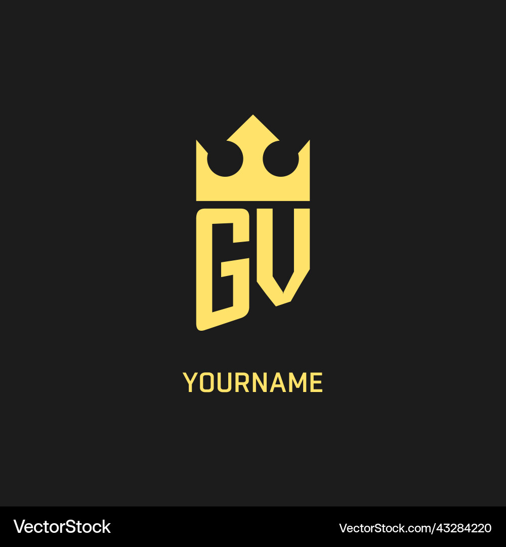 Monogram gv logo shield crown shape elegant Vector Image