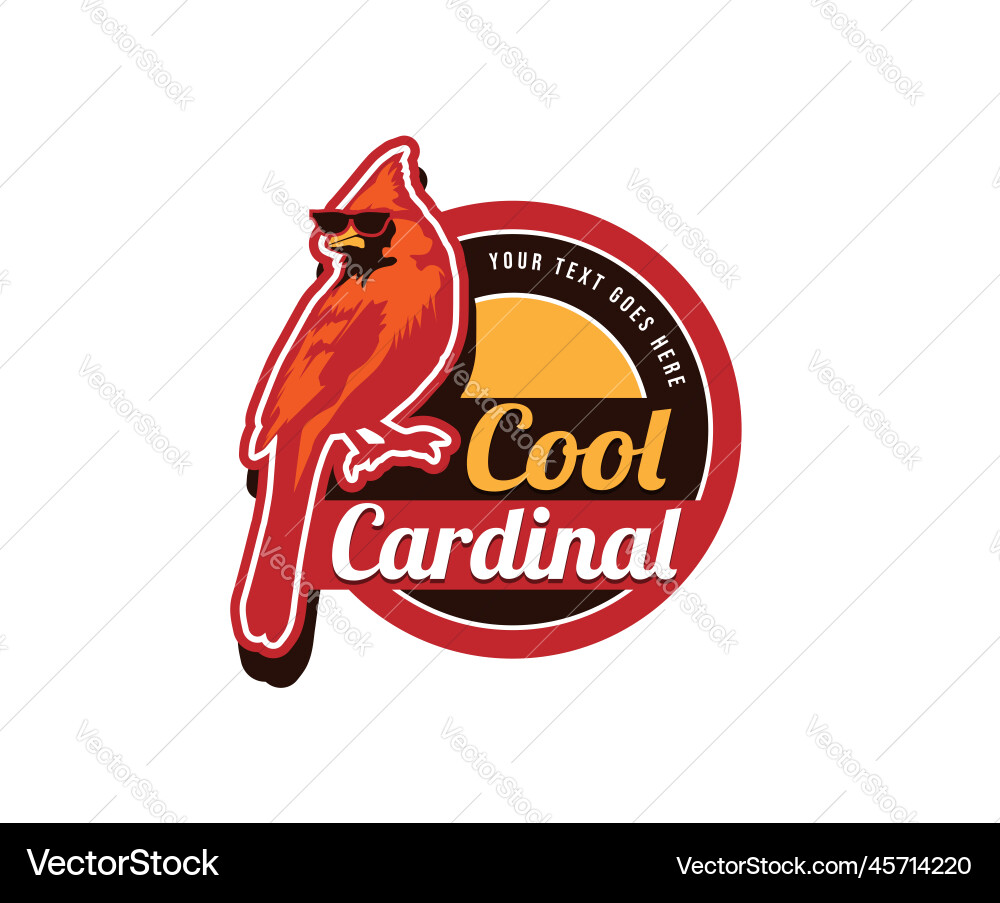 Red cardinal bird logo badge design template Vector Image
