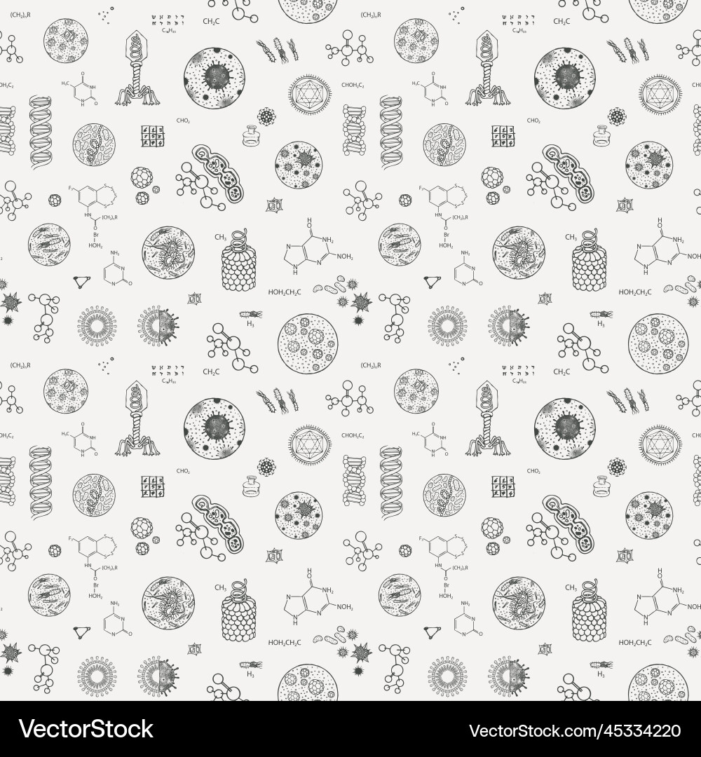 Seamless pattern on theme of chemistry biology Vector Image