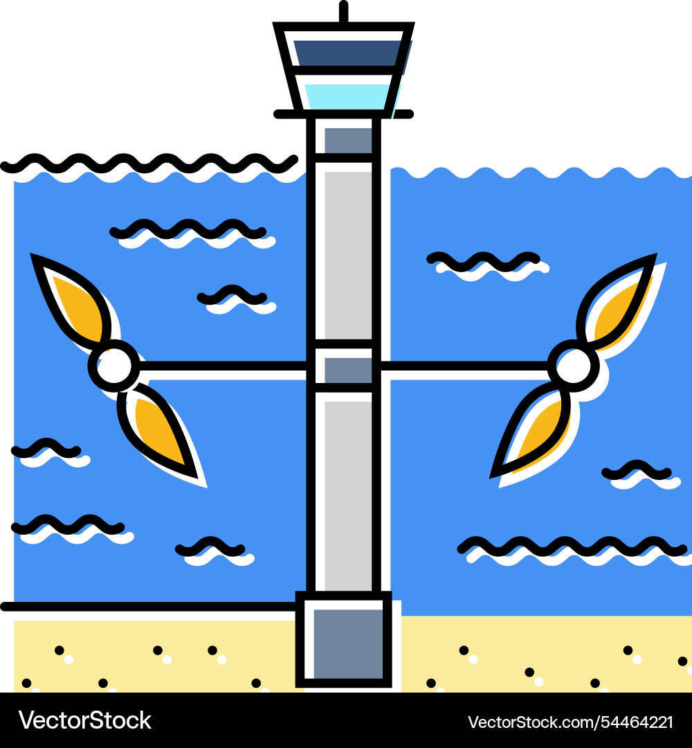 Current generator tidal power color icon Vector Image Current generator tidal power color icon Vector Image