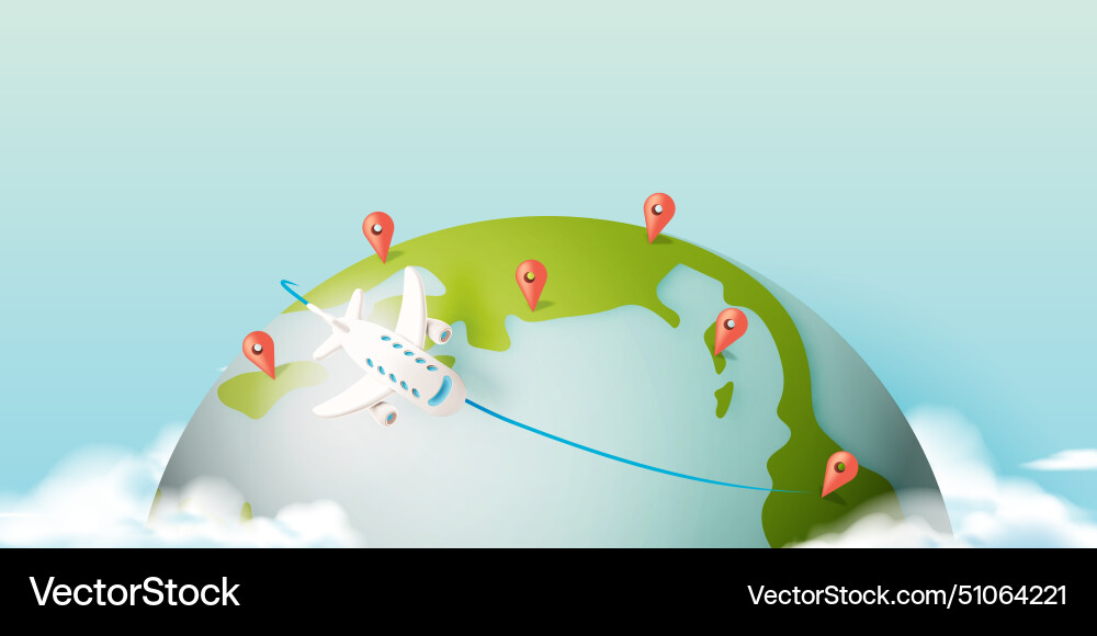 Cute airplane flying in the sky 3d art Royalty Free Vector