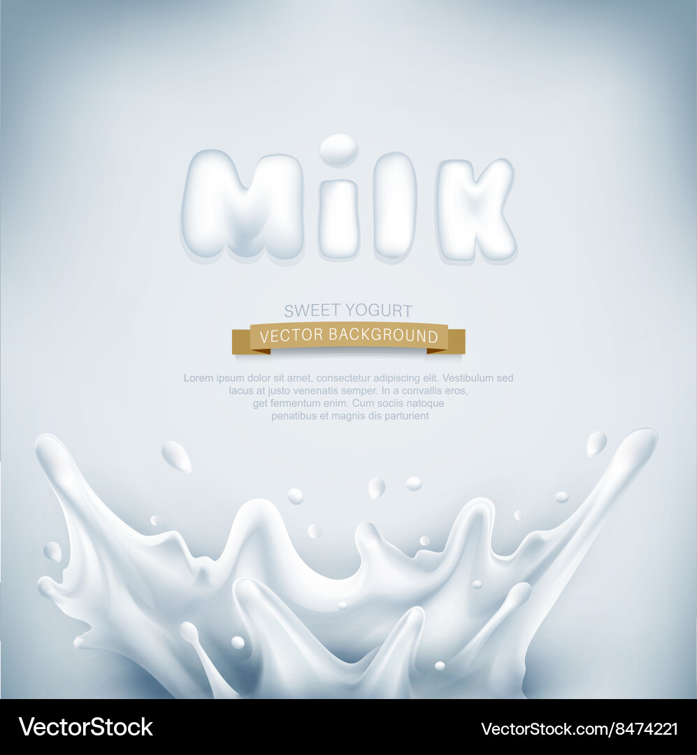 Dairy splash on a grey background Royalty Free Vector Image