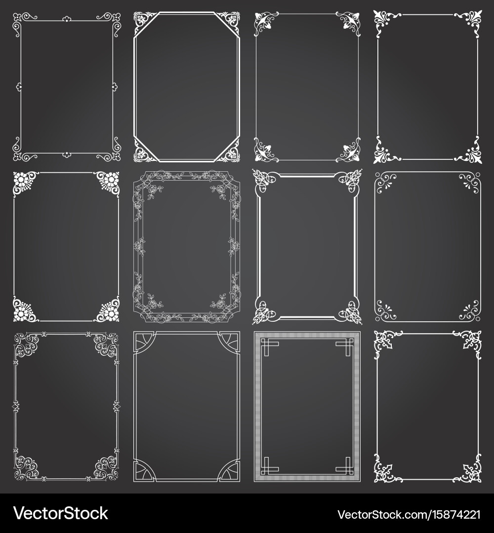 Decorative rectangle frames and borders set 2 Vector Image