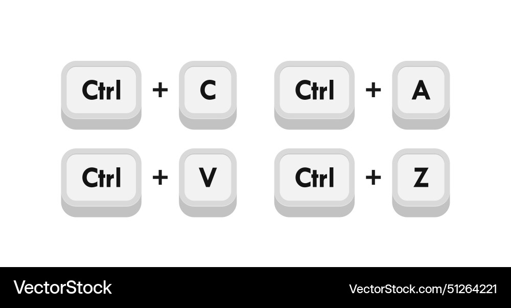 Different computer keyboard buttons combinations Vector Image Different computer keyboard buttons combinations Vector Image