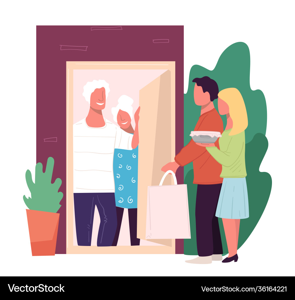 Family Reunion - Elderly Parents Visit Royalty Free Vector