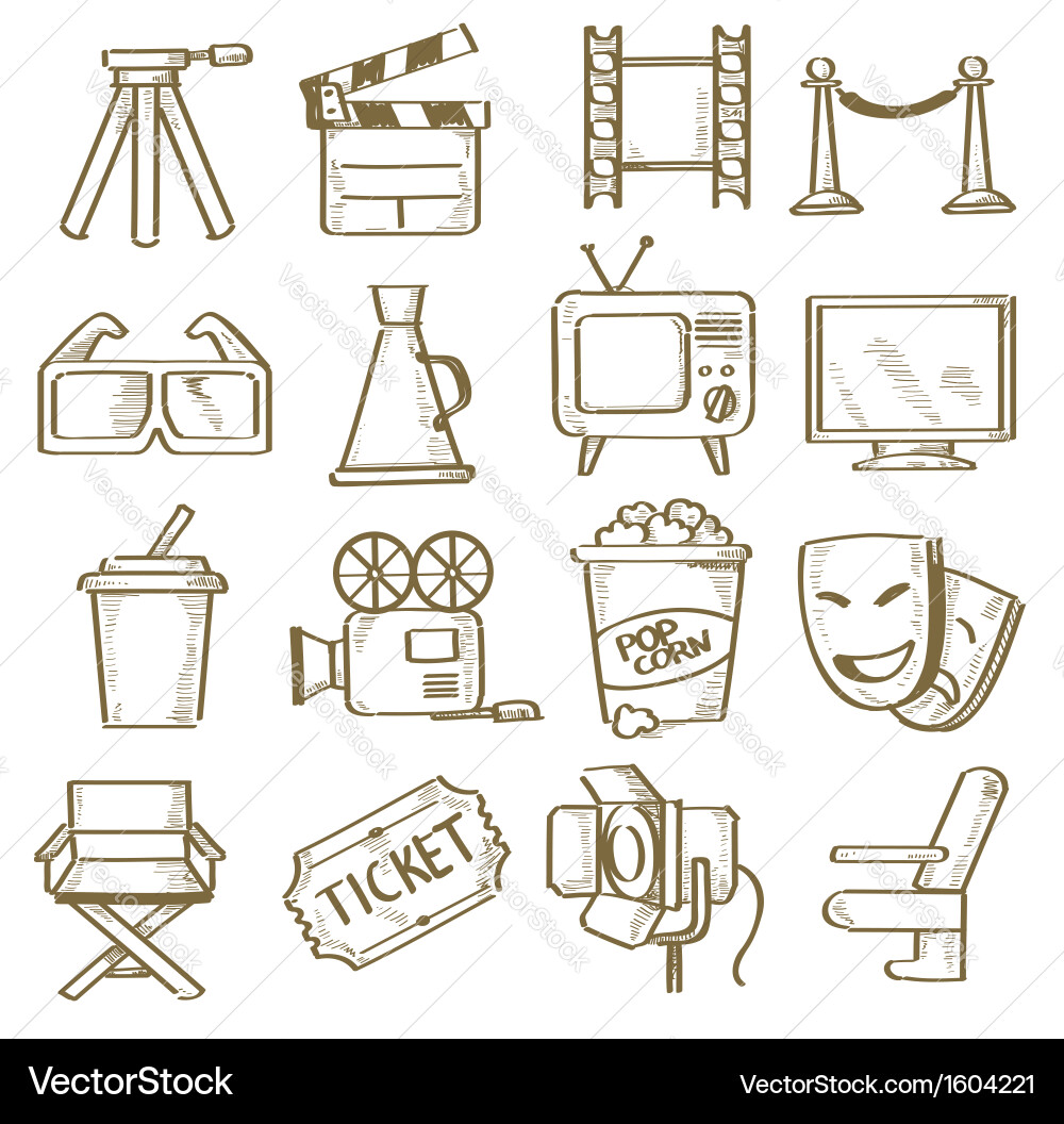 Hand drawn movie Royalty Free Vector Image - VectorStock
