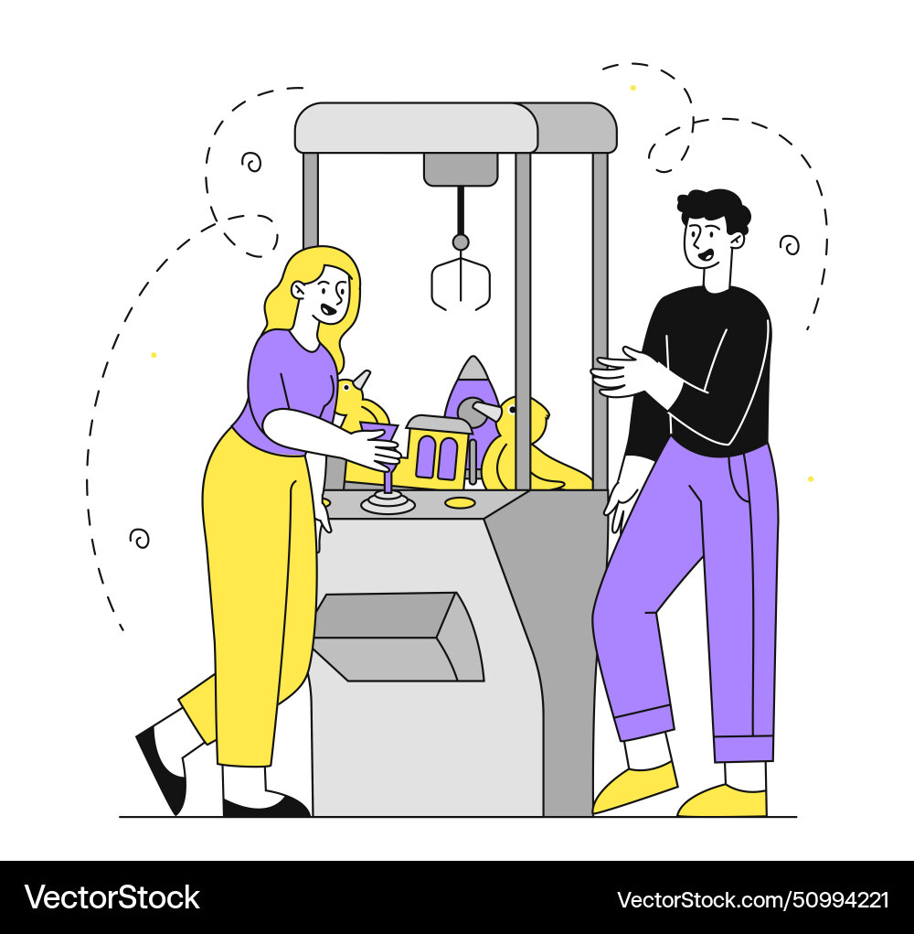 Machine with toys linear Royalty Free Vector Image