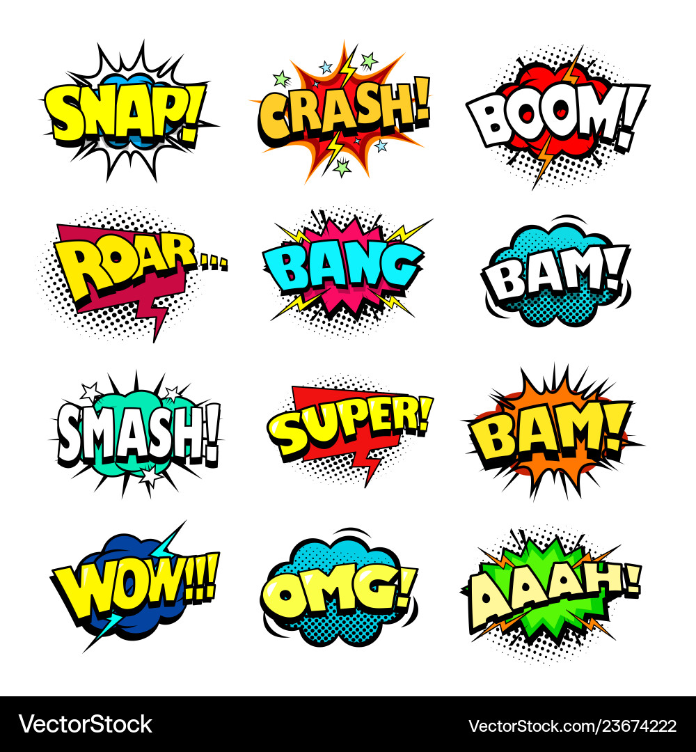 Comic Sound Bubbles - Superhero Blast Royalty Free Vector