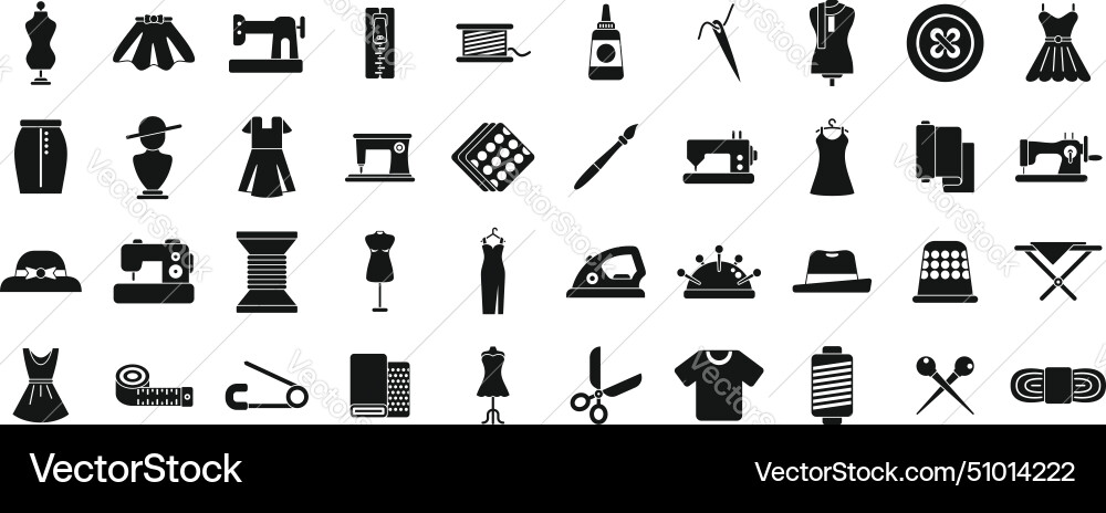 Fashion workshop icons set simple sewing Vector Image