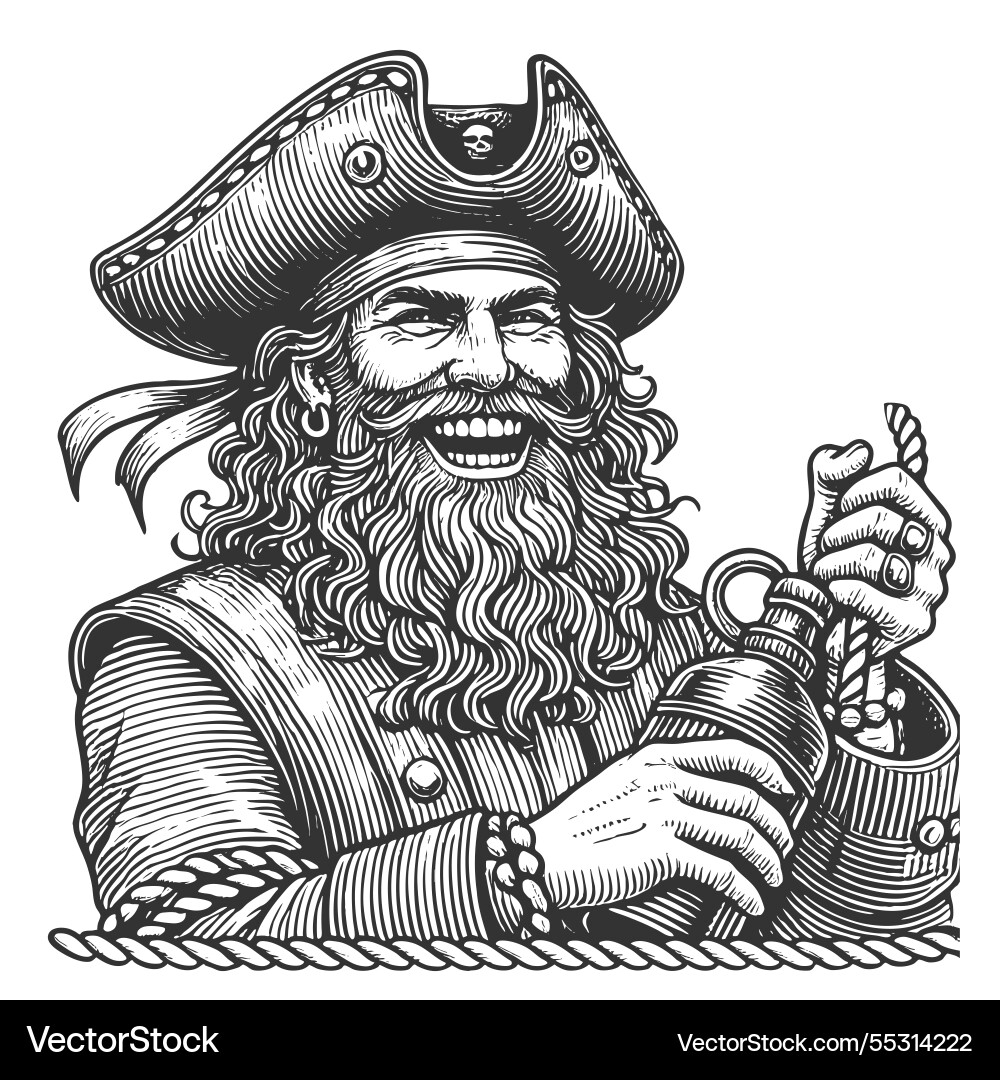 Pirate Drinking Rum Royalty Free Vector Image - VectorStock