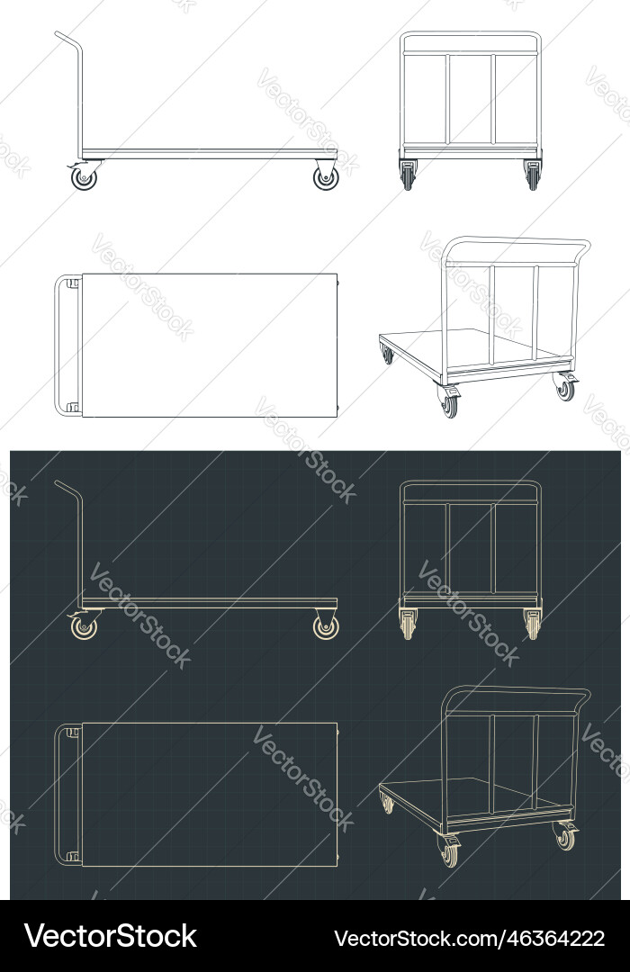 Platform trolley blueprints Royalty Free Vector Image