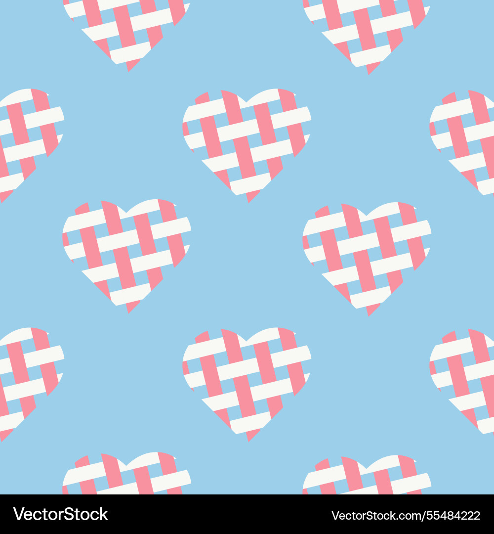 Seamless pattern with woven hearts Royalty Free Vector Image