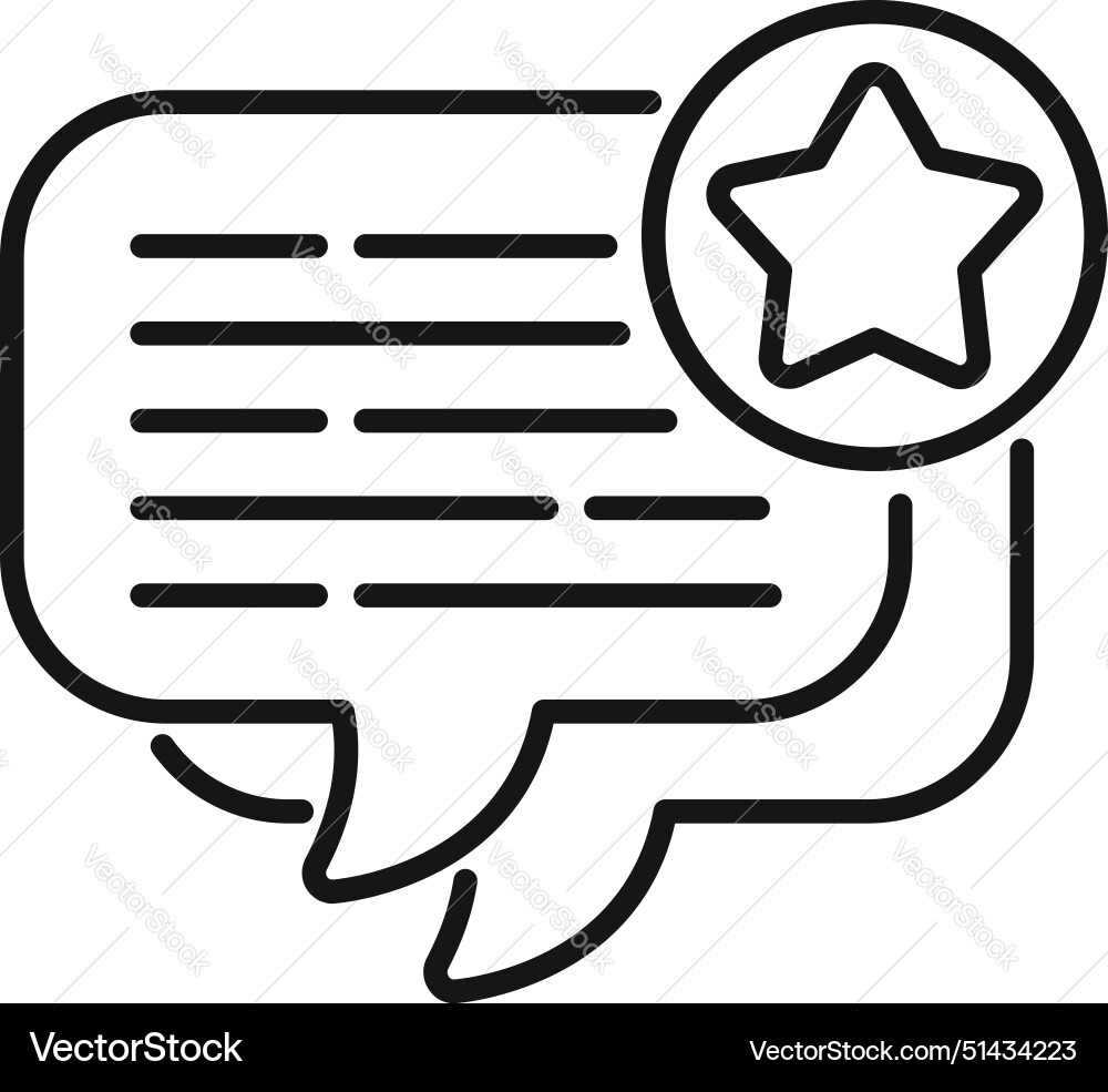 Chat bubble with star icon line art Royalty Free Vector