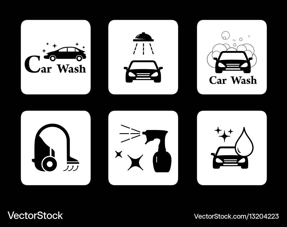 Clean icon car wash symbol set Royalty Free Vector Image