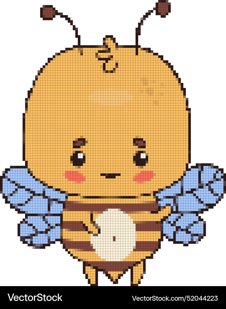 Cute bee pixelation funny pixel-art insect Vector Image