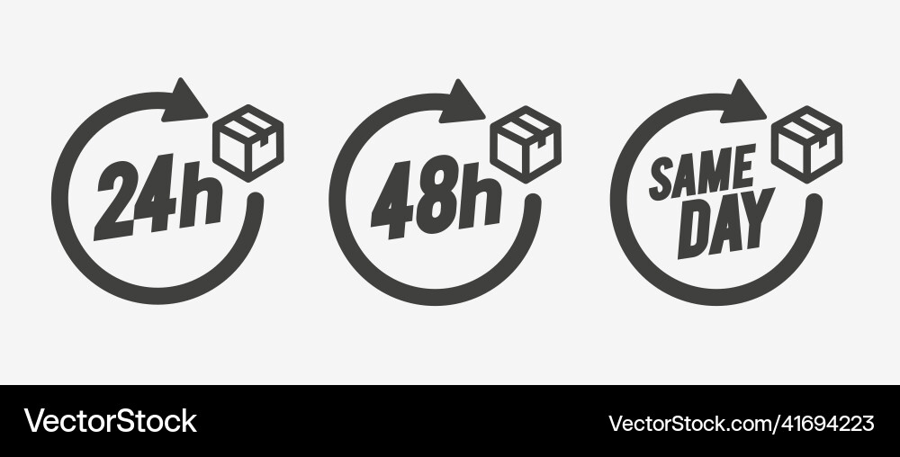 Fast delivery icon set with package Royalty Free Vector