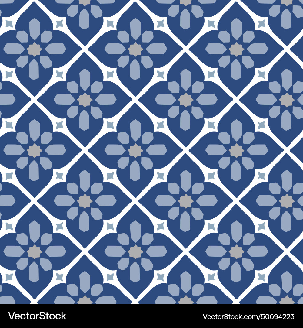Hand drawn blue moroccan seamless pattern Vector Image