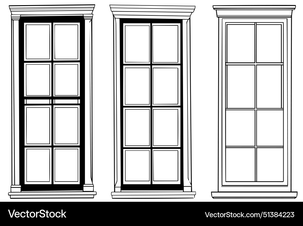 Hand-drawn window sketch vintage Royalty Free Vector Image
