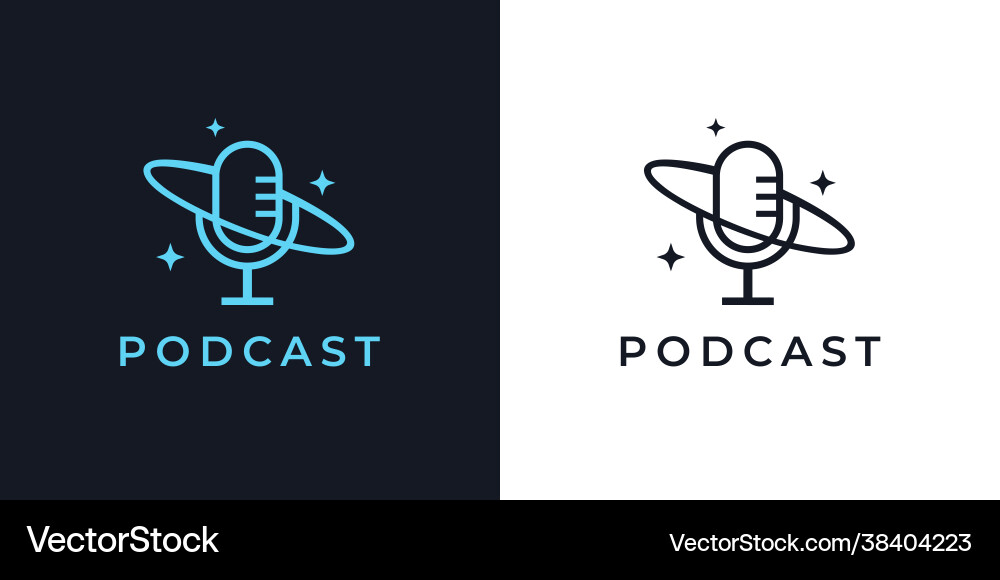Podcast mic logo icon Royalty Free Vector Image