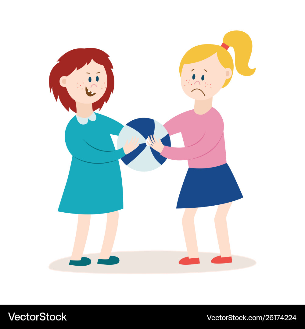 Abuser girl bullying another flat Royalty Free Vector Image