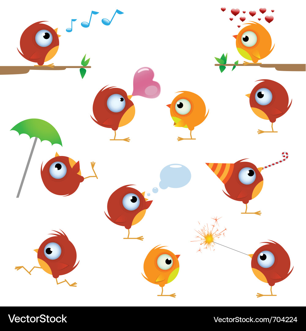 Cartoon canaries bird set Royalty Free Vector Image