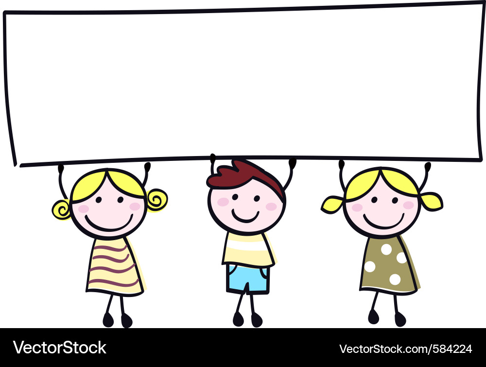 Children holding banner Royalty Free Vector Image