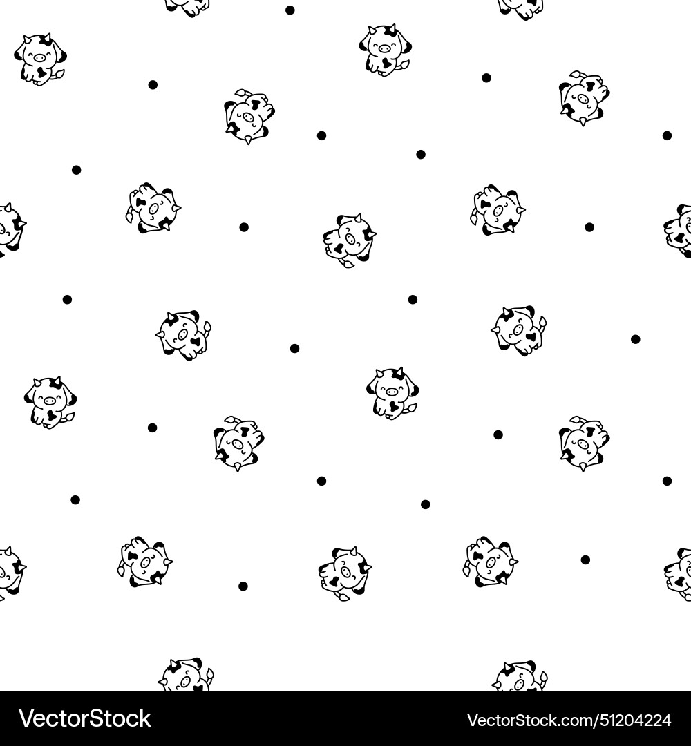 Cute baby cow seamless pattern coloring page Vector Image