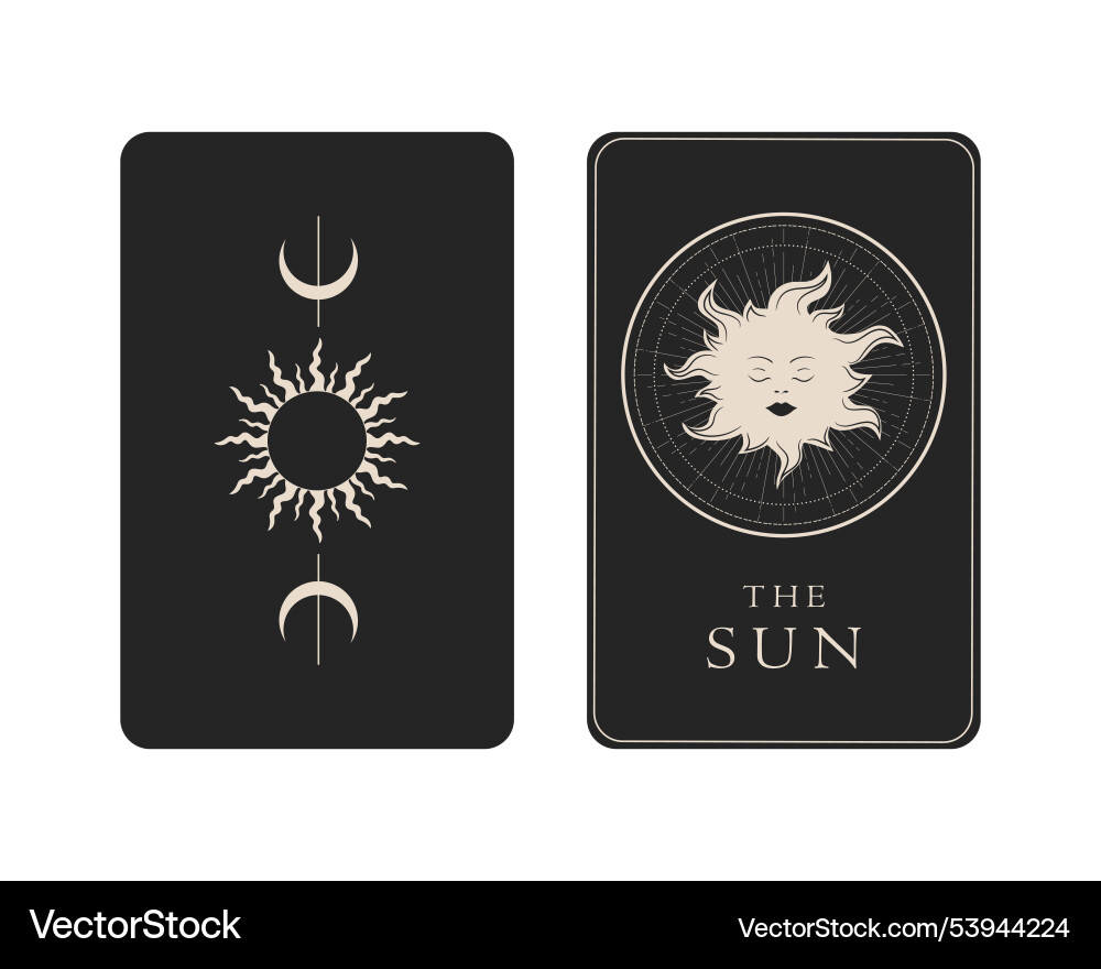 Tarot card with reverse side the sun major arcana Vector Image