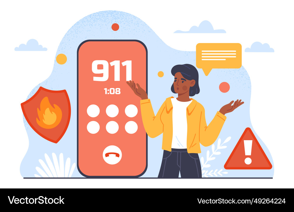 Woman with emergency call Royalty Free Vector Image