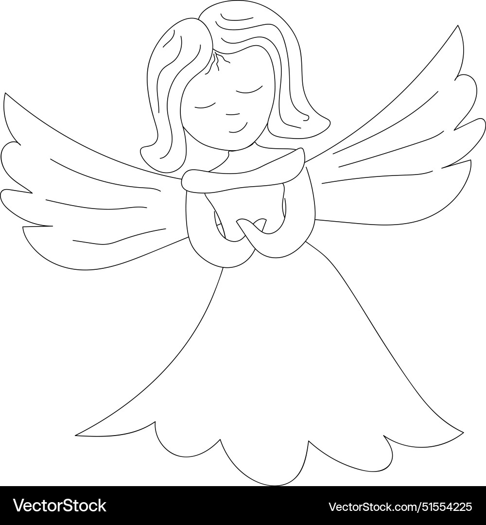 A painted little christmas floating angel Vector Image