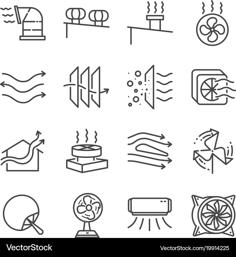 Airflow line icon set Royalty Free Vector Image