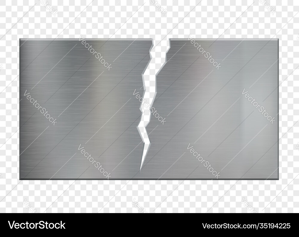Gebrochene Metallplatte mit Riss Lizenzfreies Vektorbild