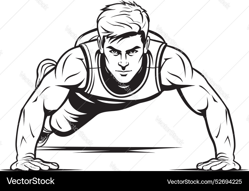 Energetic male engaged in push up exercise black Vector Image