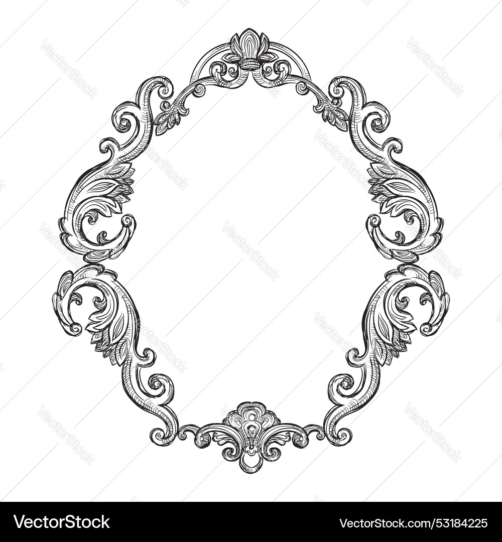 Hand drawing vintage frame baroque style Vector Image