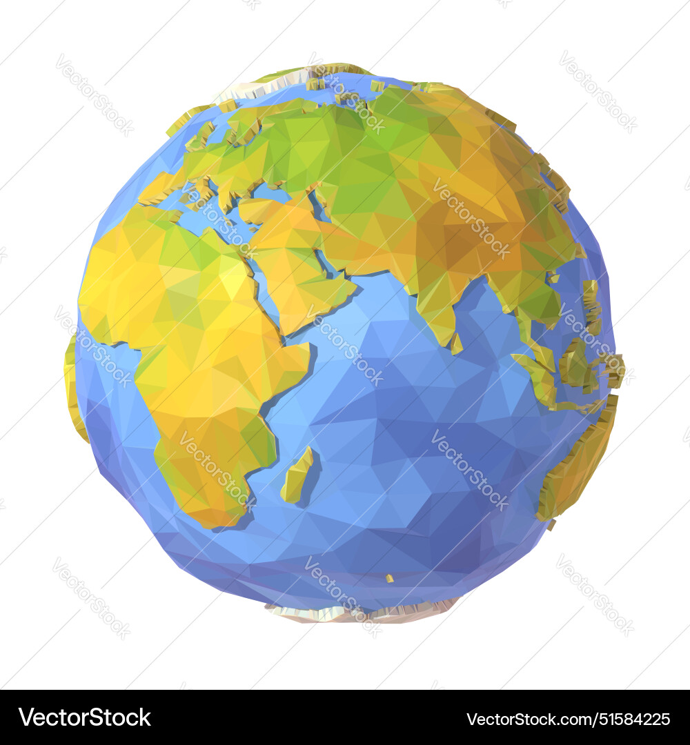 Low poly earth polygonal globe africa and eurasia Vector Image