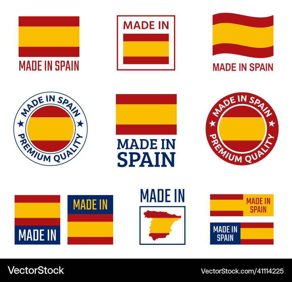 Made in spain labels set spanish product emblem Vector Image