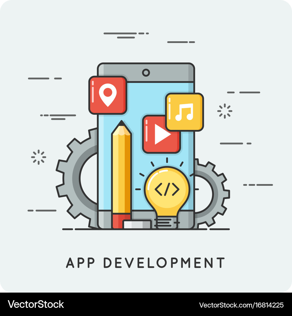 Mobile App Development Icons Royalty Free Vector Image