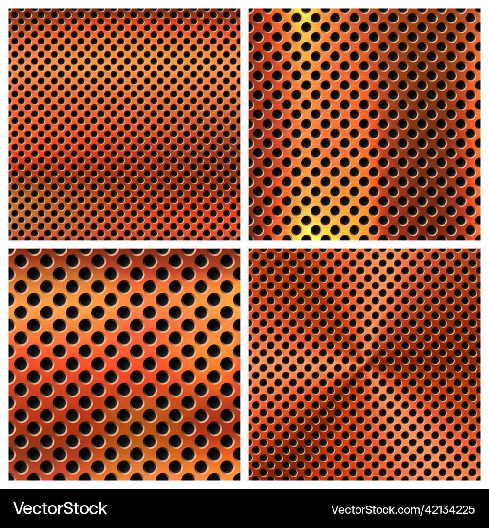 Realistic copper banners collection brushed Vector Image