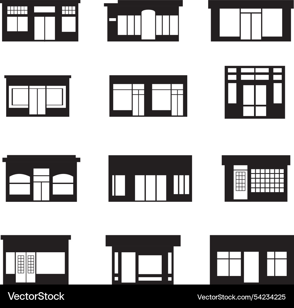 Store building silhouette set Royalty Free Vector Image