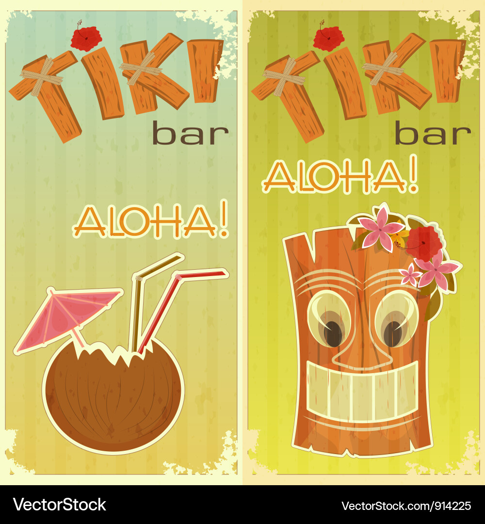 Tiki bars hawaiian Royalty Free Vector Image - VectorStock